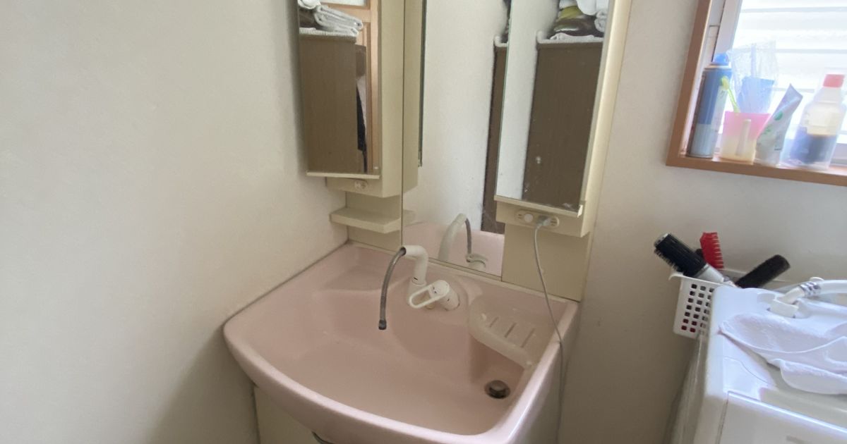 浜松市 洗面化粧台交換工事 INAX750幅